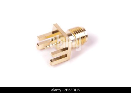 Female printed circuit board edge launch SMA connector for RF and ...