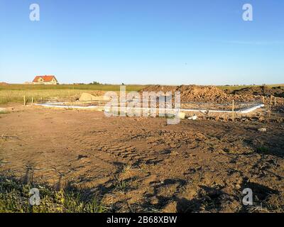Constructing new foundation for house. First stage of building the ...