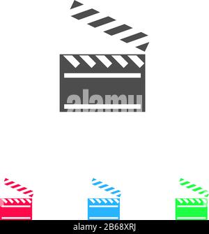 Edit movie white flat icons on color rounded square backgrounds. 6 ...