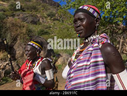 Larim tribe women during a wedding celebration, Boya Mountains, Imatong ...