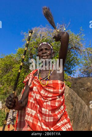 Larim tribe woman dancing during a wedding celebration, Boya Mountains ...