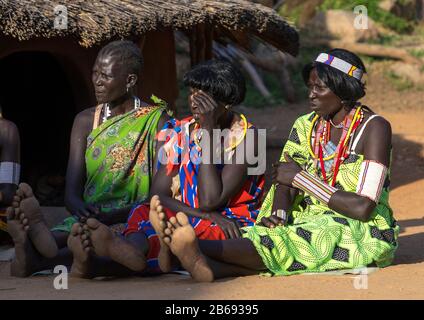 Larim tribe women during a wedding celebration, Boya Mountains, Imatong ...