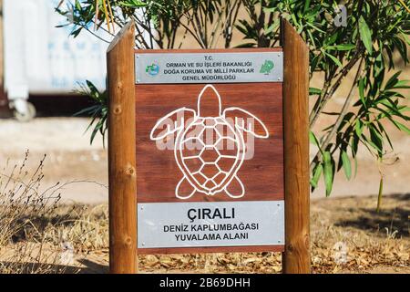 16 SEPTEMBER 2017, CIRALI, TURKEY: A young woman exploring the map of ...