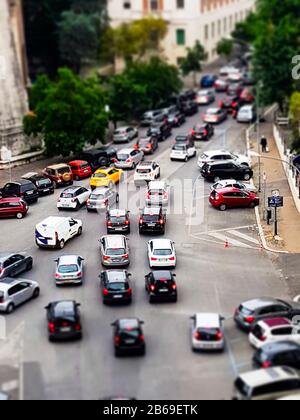 Traffic jam congestion downtown Rome Italy Stock Photo - Alamy
