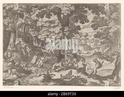 Actaeon turned into a deer, Antonio Tempesta, 1606 - 1638 print Forest ...