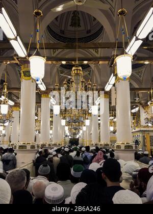 Medina, Saudi Arabia. Muslim pilgrims visiting The Martyrs of Uhud at ...