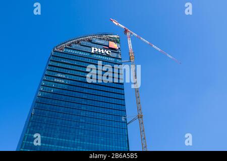 PWC Tower under construction named The Curved One, in Milan CityLife ...