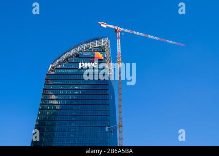 PWC Tower under construction named The Curved One, in Milan CityLife ...