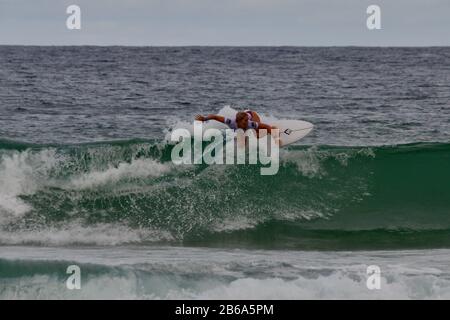 Gabriela Bryan competing in the Sydney Surf Pro 2020 at Manly Beach ...