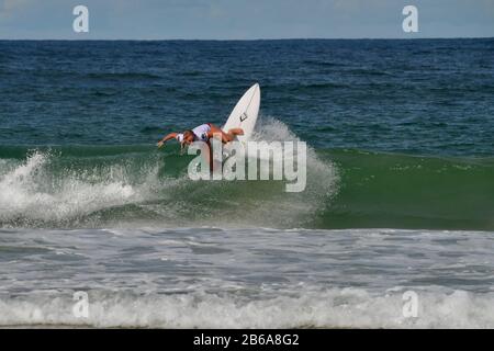 Gabriela Bryan competing in the Sydney Surf Pro 2020 at Manly Beach ...