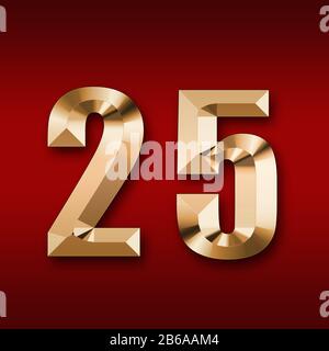 Numeral 25, twenty five, isolated on white background, 3d render Stock ...