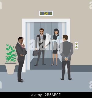 Cartoon elevator or lift with open doors,flat vector illustration Stock ...