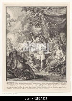 Allegorical performance with Telemachus and Minerva, Jacob Folkema, After Bernard Picart, 1800 ...