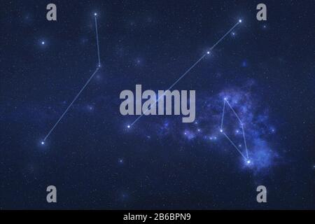 Multiple Constellations in outer space. Starry sky with constellation ...