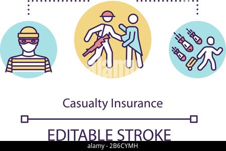 Casualty insurance concept icon. Emergency help. Rescue from assault ...