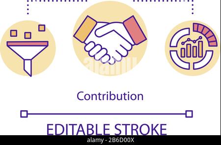 Contribution concept icon. Handshake between share holders. Sponsor ...