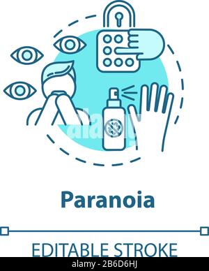 Paranoia concept icon. Irrational suspicion. Persecution complex ...