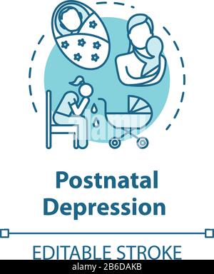 Postnatal depression concept icon. Postpartum depression. PPD. Stressed ...