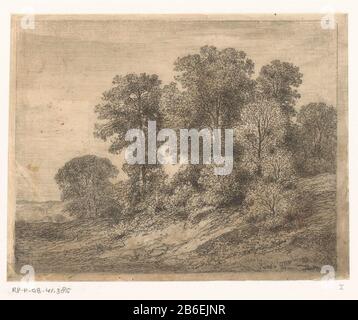 Trees and bushes on a hill, Jean Alexis Achard, 1850 print France paper ...
