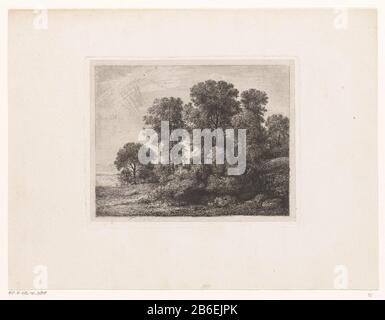 Trees and bushes on a hill, Jean Alexis Achard, 1850 print France paper ...