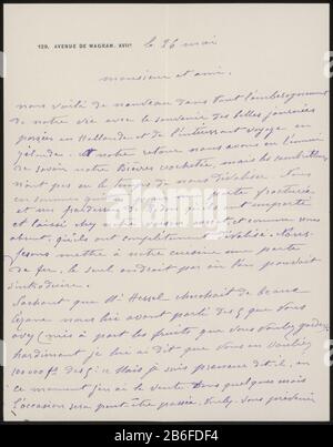 Letter to Andries Bonger, Odilon Redon, 1912 letter Paris paper. ink ...