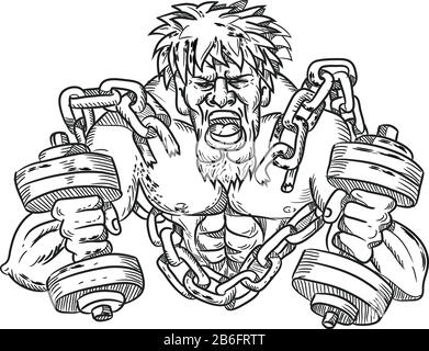 Drawing sketch style illustration of a ripped, buffed or jacked priest ...