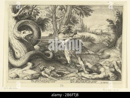 The dragon kills the companions of Cadmus, print maker: Robert de ...
