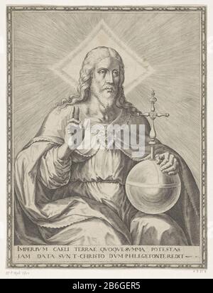 Christ as Salvator Mundi, Anonymous, 1550 - 1649 print Bible text in ...