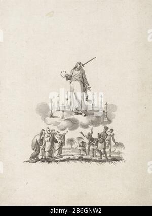 Christ, with a sword in his mouth, between seven candlesticks ...