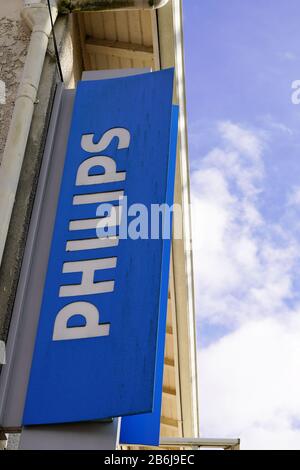 The company logo on Dutch electronics multinational Koninklijke Philips ...