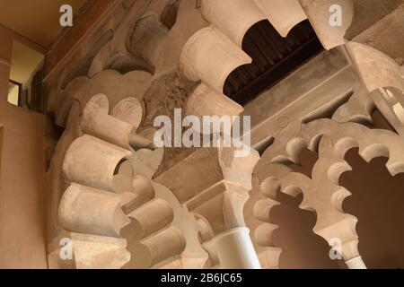 Multifoil arches of Nasrid style in Alcazaba, ancient muslim palace ...