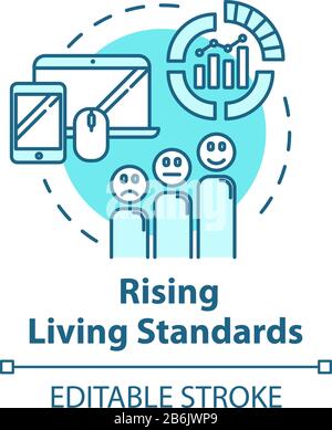 Standard of living vector thin line stroke icon. Standard of living ...