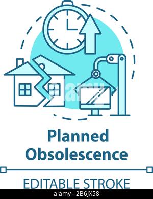 Planned obsolescence concept icon. Products with limited period of use ...