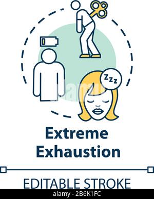 Extreme exhaustion concept icon. Sleep need. Overwork and burnout ...