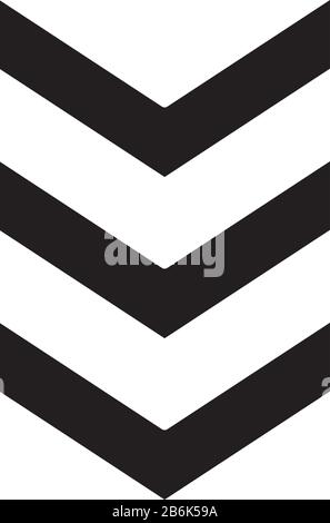 Scrolling down button black glyph icon. Three downward arrows for mobile app interface ...