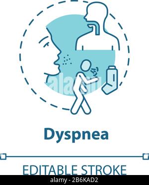 Dyspnea concept icon. Shortness of breath. Asthma inhaler. Respiratory ...