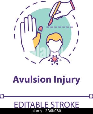 Limb avulsion, finger deprivation concept icon. Traumatism, amputation ...