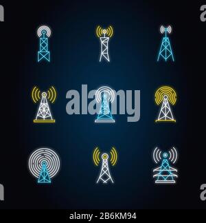 Telecommunication line icons signs set. Design collection of Telecom ...