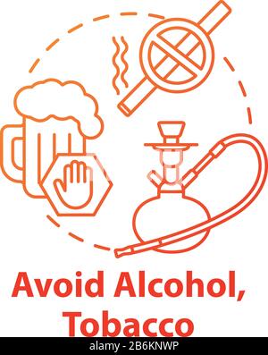 Avoid alcohol and tobacco concept icon. Give up cigarette. Refuse beer ...