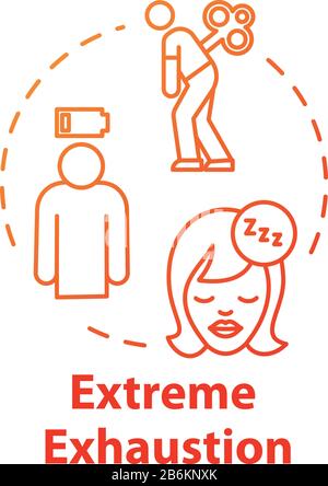 Extreme exhaustion concept icon. Sleep need. Overwork and burnout ...