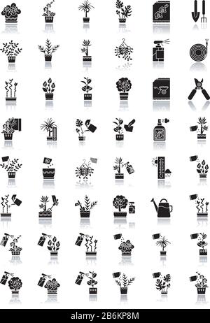 Gardening and Planting vector glyph icons set. Graph symbol for ...