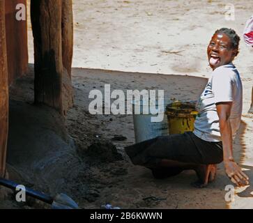 Young woman from the Ndebele tribe, also called Matabele or AmaNdebele ...