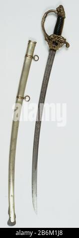 Saber with sheath, Saber with sheath. The saber has a copper hilt and ...