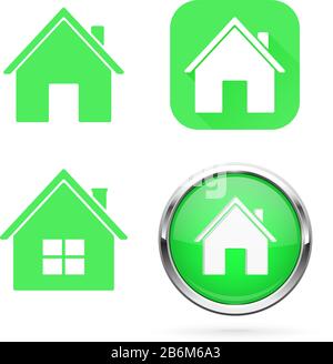 Home symbol icon - green simple with outline, isolated - vector ...