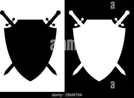 Shield, sword, military, security icon - Simple editable vector EPS ...