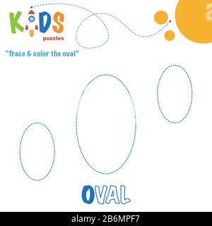 Preschool Colorful oval Shape, Tracing and writing daily printable A4 ...