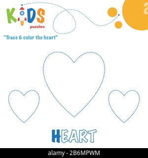 Preschool Colorful Heart Shape, Tracing and writing daily printable A4 ...