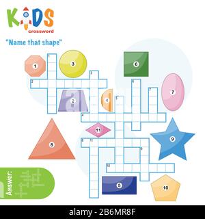 Geometry shapes crossword puzzle, word search activities vector ...