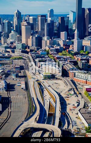 Aerial view of Seattle city USA Stock Photo - Alamy