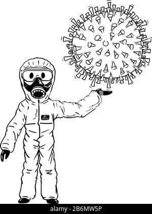 stickman wearing protective face mask holding sign with text STAY SAFE ...